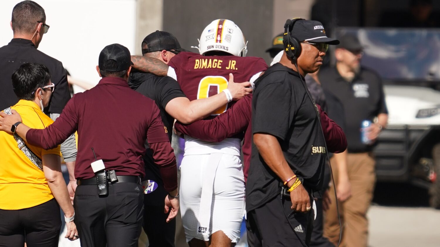 ASU's Rodney Bimage Jr. leaves WVU game after scary hit